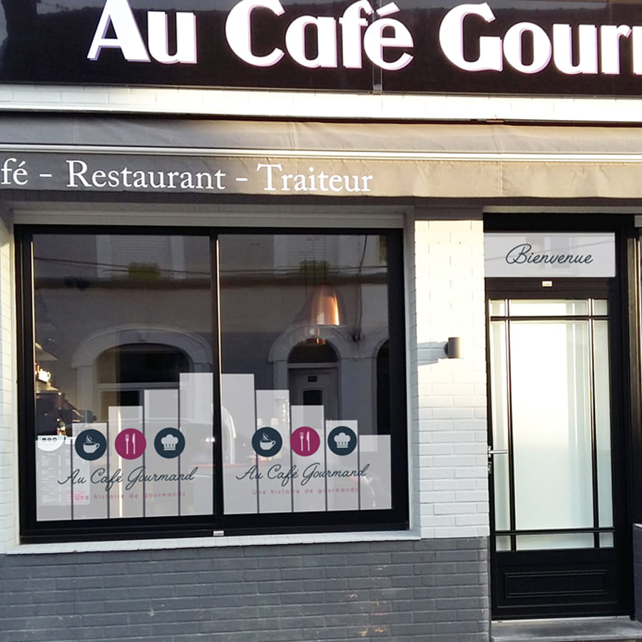 Signalétique vitrine restaurant - Agence Olfadiez